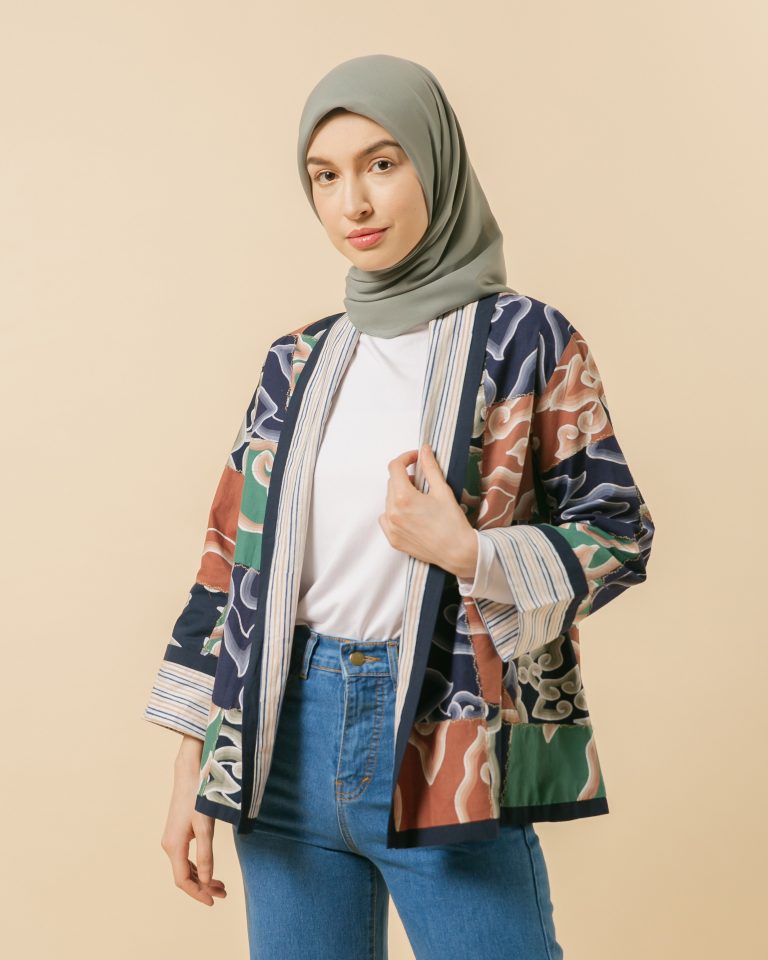 Jual Outer Batik Bolero Perca - Biru