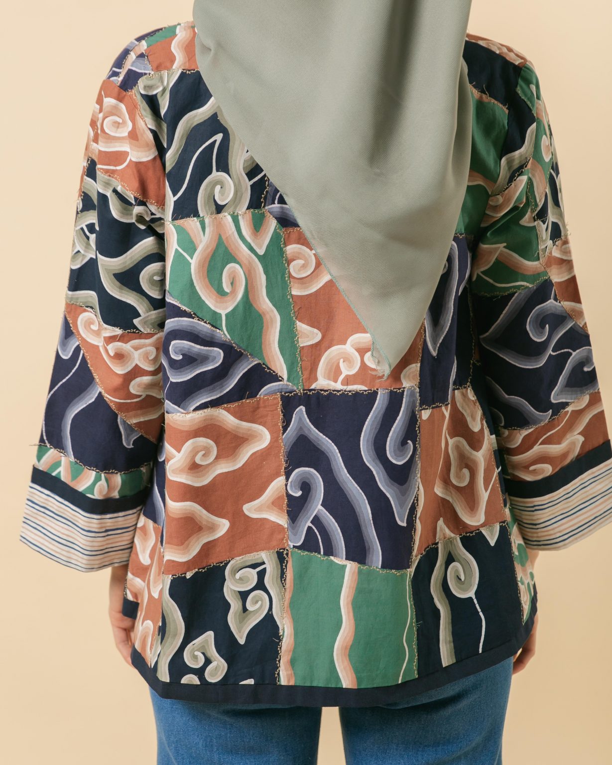 Jual Outer Batik Bolero Perca - Biru