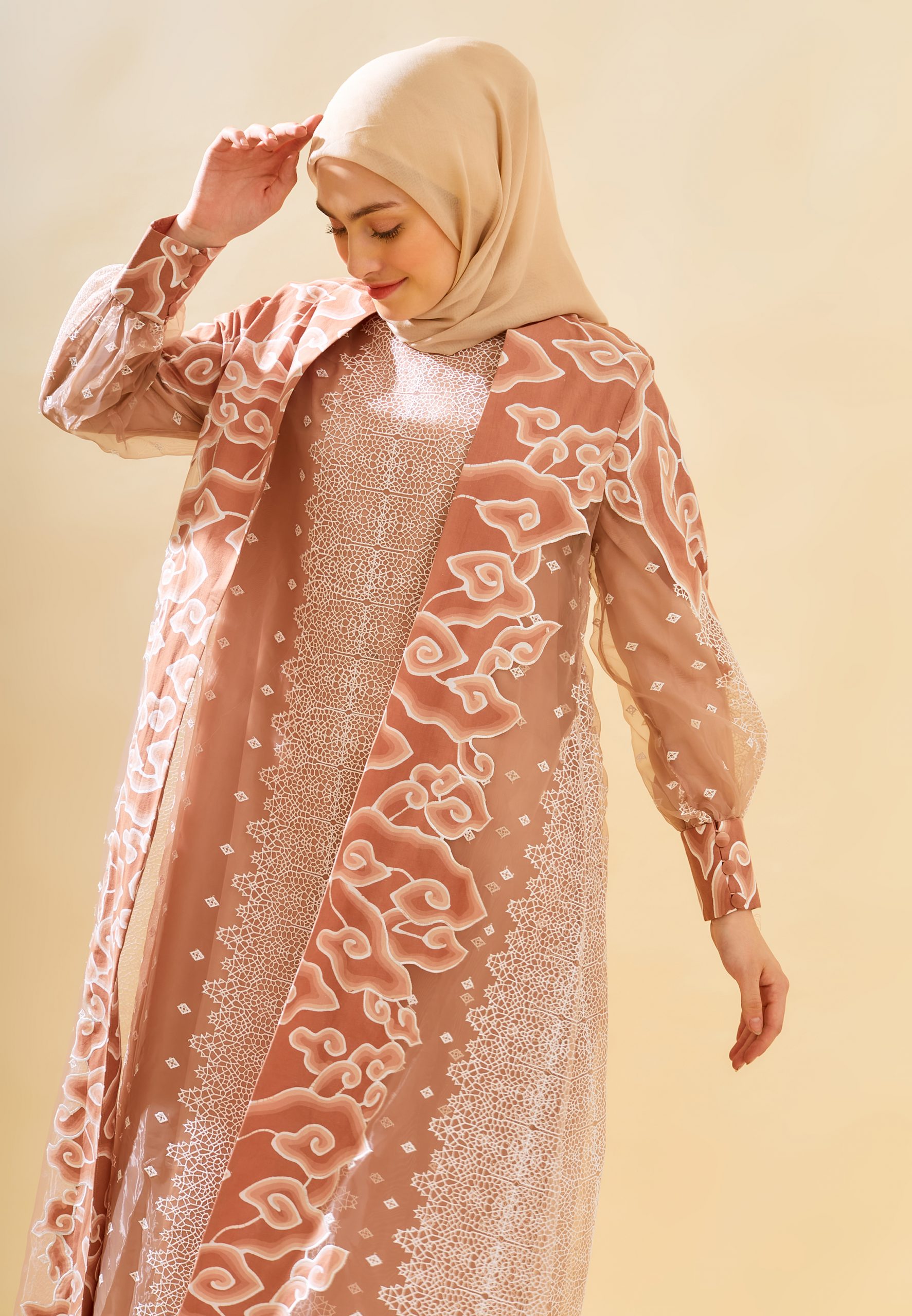 Jual Gamis Organdi Mega Mendung Bordir - Pink | Batik Salma