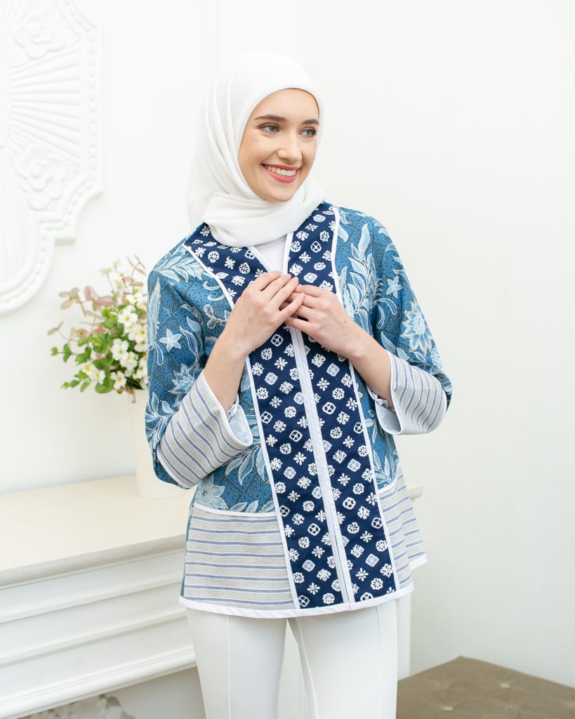 Jual Blouse Wanita Lis Putih Stick | Batik Salma